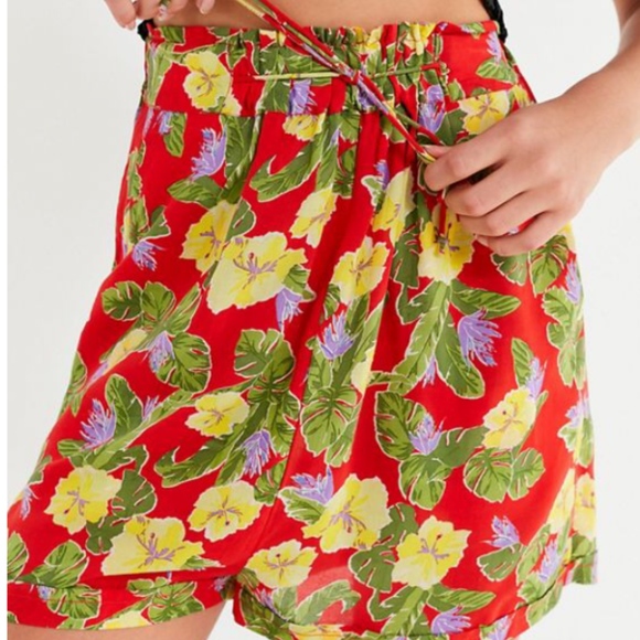 Urban Outfitters | Shorts | Highrise Bright Floral Hawaiianprint ...
